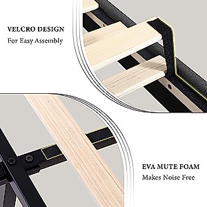 iPormis Full Size Bed Frame with Wingback, Modern Upholstered Platform Bed with 8'' Under-Bed Storage, Fabric Headboard, Wood Slats Support, No Box Spring Needed, Noise-Free, Easy Assembly, Dark Gray