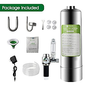 ZRDR Co2 Generator System 2L with Pressure Gauge Automatic Pressure Relief Valve Bubble Counter for Aquarium Plants，Stable Output Sent Steel Bottle Base