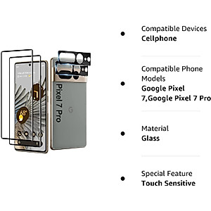 CWQZGUF Pixel 7 Pro Tempered Glass Screen Protector, 2 Pack, Fingerprint Unlock Support, Anti Scratch, HD, 5.7 Inch