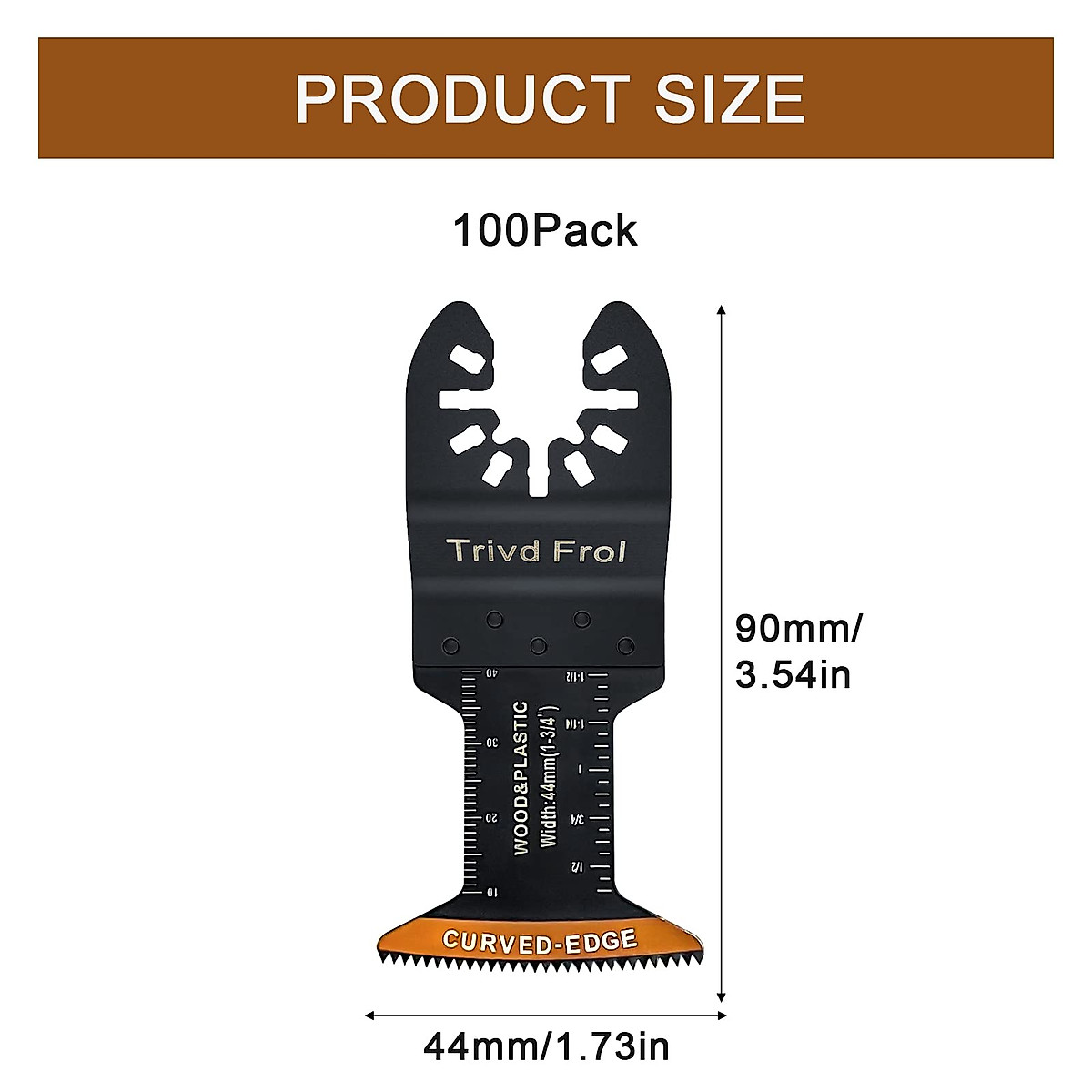 Trivd Frol 100Pcs Curved-Edge Oscillating Tool Blades Professional Universal Oscillating Saw Blades Wood Multitool Blades Compatible with Dewalt, Milwaukee, Makita, Ryobi, Rockwell, Bosch