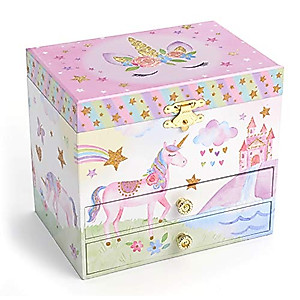 Jewelkeeper Unicorn Music Box & Little Girls Jewelry Set - 3 Unicorn Gifts for Girls - Unicorn Jewelry Box for Girls - Music Boxes for Girls