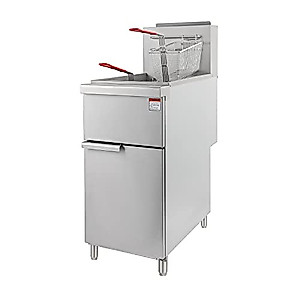 HOCCOT Commercial Deep Fryer with 3 Tube Burners, Stainless Steel Gas Floor Fryer in 90,000 BTU, 40lb. Capacity Deep Fryer with 2 Baskets for Restaurant Kitchen Food truck, 200℉-400℉ Adjustable Temp