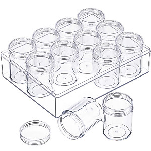 Blulu Clear Bead Organizer Bead Storage Containers Set with 12 Boxes, 1.9 x 1.5 Inches (1.9 x 1.5 Inches)