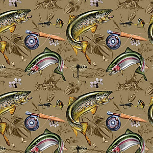 GRAPHICS & MORE Trout Stream Fish Fly Fishing Rod Reel Gift Wrap Wrapping Paper Rolls