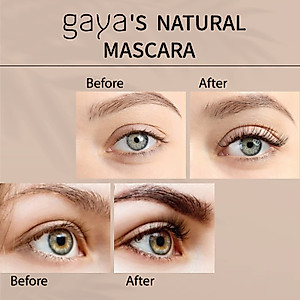 Vegan Black Mascara for Sensitive Eyes, Natural Hypoallergenic mascara, Buildable Lengthening and Volumizing for Natural Looking, Cruelty Free, Ophthalmologist Tested- By Gaya cosmetics