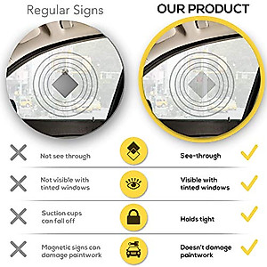 ASSURED SIGNS Baby On Board Sticker Sign - Essential for Cars - 2 Pack, 5" by 5" - Bright Yellow and SEE-THROUGH when Reversing - Best Safety Signs - Non-Magnetic Sticker - Durable and Strong Adhesive