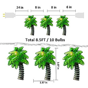 8.5Ft Palm Tree String Lights Outdoor, Waterproof Patio Palm Tree Lights String with 10 Mini Incandescent Lights, Summer Beach Theme String Lights for Indoor Bedroom Christmas Party Decor, White Wire