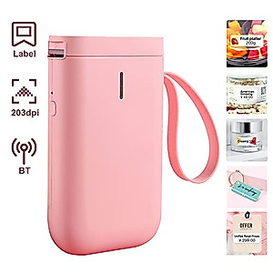 Leepesx Label Maker Machine with Tape, Portable Handheld Thermal Label Printer, Wireless BT Label Maker Sticker Machine, for Home Office School Supermarket Store (Pink)