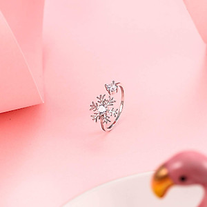 FANZE Ring for Women, Ring Flower Cubic Zirconia, Fashion Jewelry Gift (Snowflake, Sunflower, Rose)