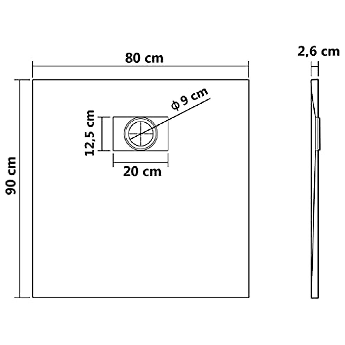 vidaXL Shower Base Tray Home Indoor Plumbing Fixture Hardware Part Skid Resistant Bathroom Base Shower Receptor Tray SMC White 35.4"x31.5"