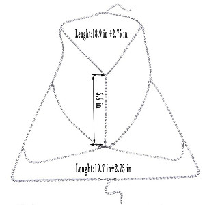Woent Sexy Bikini Bra Body Chain Silver Crystal Breast Chain Lingerie Necklace Accessories Nightclub Jewelry Adjustable for Women and Girls