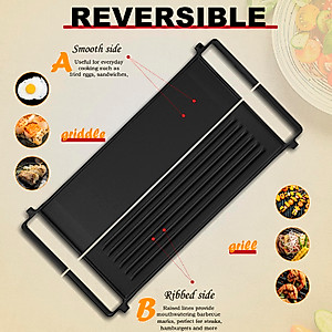 Upgraded WB31X24998 WB31X24738 Griddle Replacement for GE Stove Parts, JXGRILL1 Reversible Cast Iron Center Griddle Plate for GE Gas Range Cooktop Parts Stove Top Burner Griddle Pan Flat Top 1 Pack