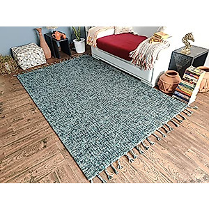 LOOMINAIRE Handmade Carpet Nomad Midnight Blue Wool Natural Fiber Easy Maintenance Rug for Living Room Bed Room Family Room Floors (8' x 10')
