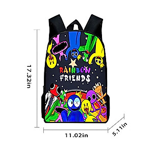 Ksyzaif Cartoon Backpack 3 Piece Set Anime Rainbow Laptop Bags for Unisex Fashion Daypack with Lunch Box Pencil Case Casual Travel 17In