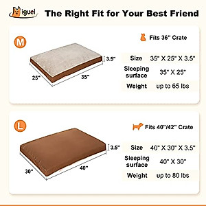 Miguel Canvas Dog Bed with Silky Sherpa Top,12 Ounce 100% Cotton Dog Pillow with Removable Cover, Outdoor Waterproof Durable Pet Mat Reversible Cool & Warm for All Season Indoor Outdoor 38 in Caramel