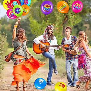 40 Pack 60's Hippie Theme Party Balloons Decorations, 12 Inch Retro Flower Groovy Party Power Peace Sign Party Latex Balloons for 60s 70s Groovy Party Woodstock Party Supplies