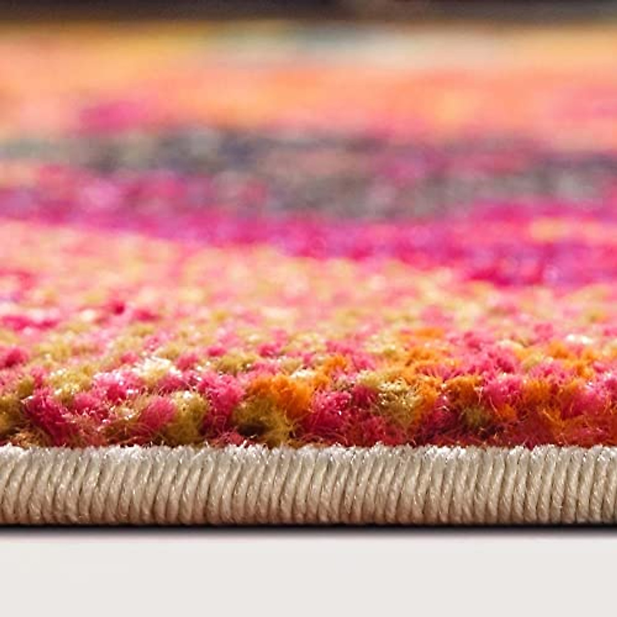 Unique Loom Estrella Collection Distressed, Floral, Abstract, Modern, Bright Colors Area Rug, 6' 0" x 6' 0", Multi/Blue