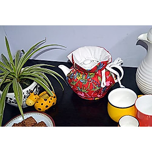 Marusthali Tea Pots Cozy-Kettle Cover for Teapots Keep Warm Tea Pot Dust Cover Home Kitchen Décor 5.9" X 7.8" (Red)