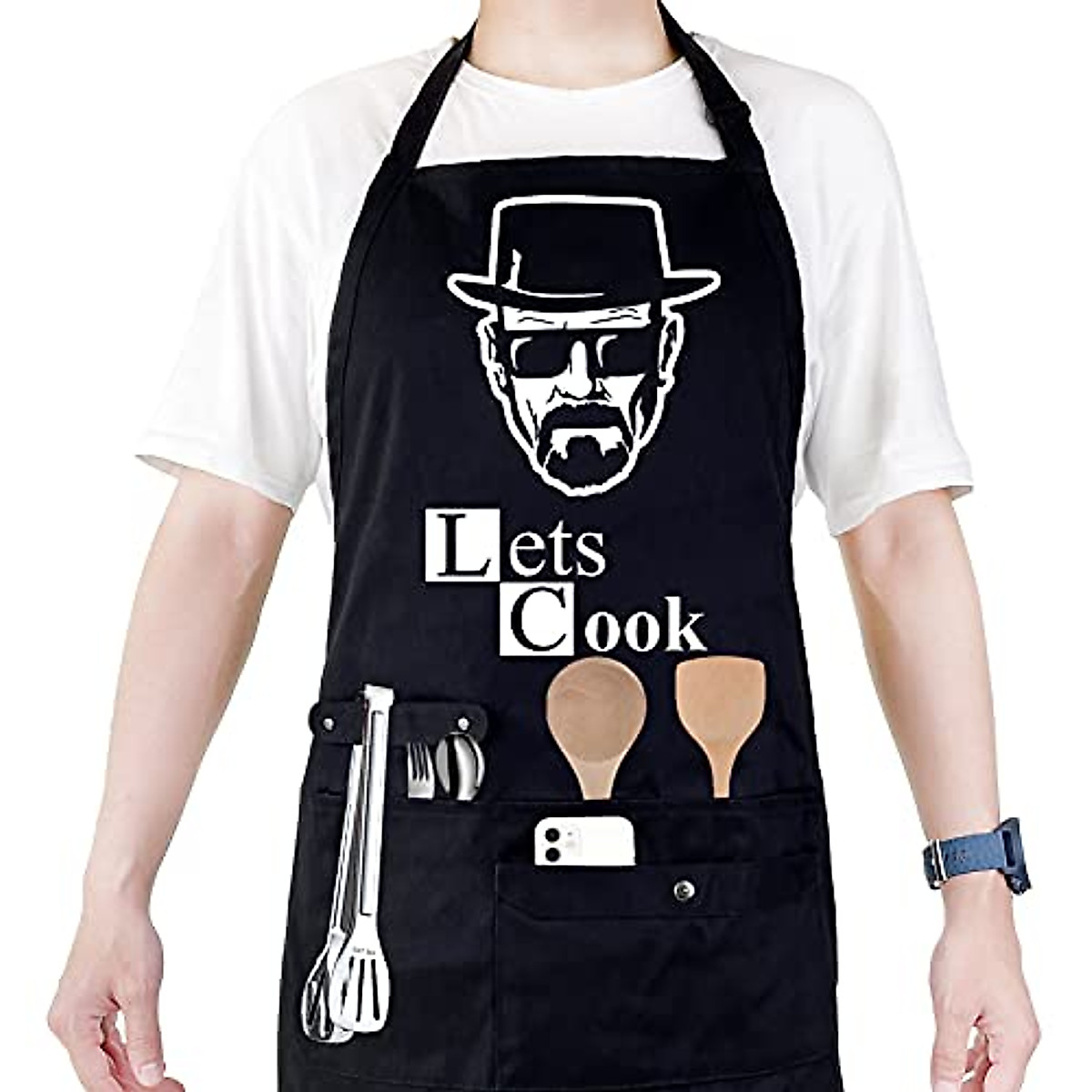Funny Cooking Chef Apron with Pockets BBQ Kitchen Work Aprons Birthday Father's day Creative Gifts