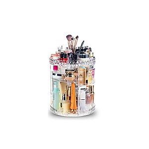 TRENDVIBE Clear Makeup Bathroom Organizer Rotating Large Transparent Display Case for Cosmetics Lipsticks Jewelry Skincare Brushes perfume nail polish countertop storage clear drawer