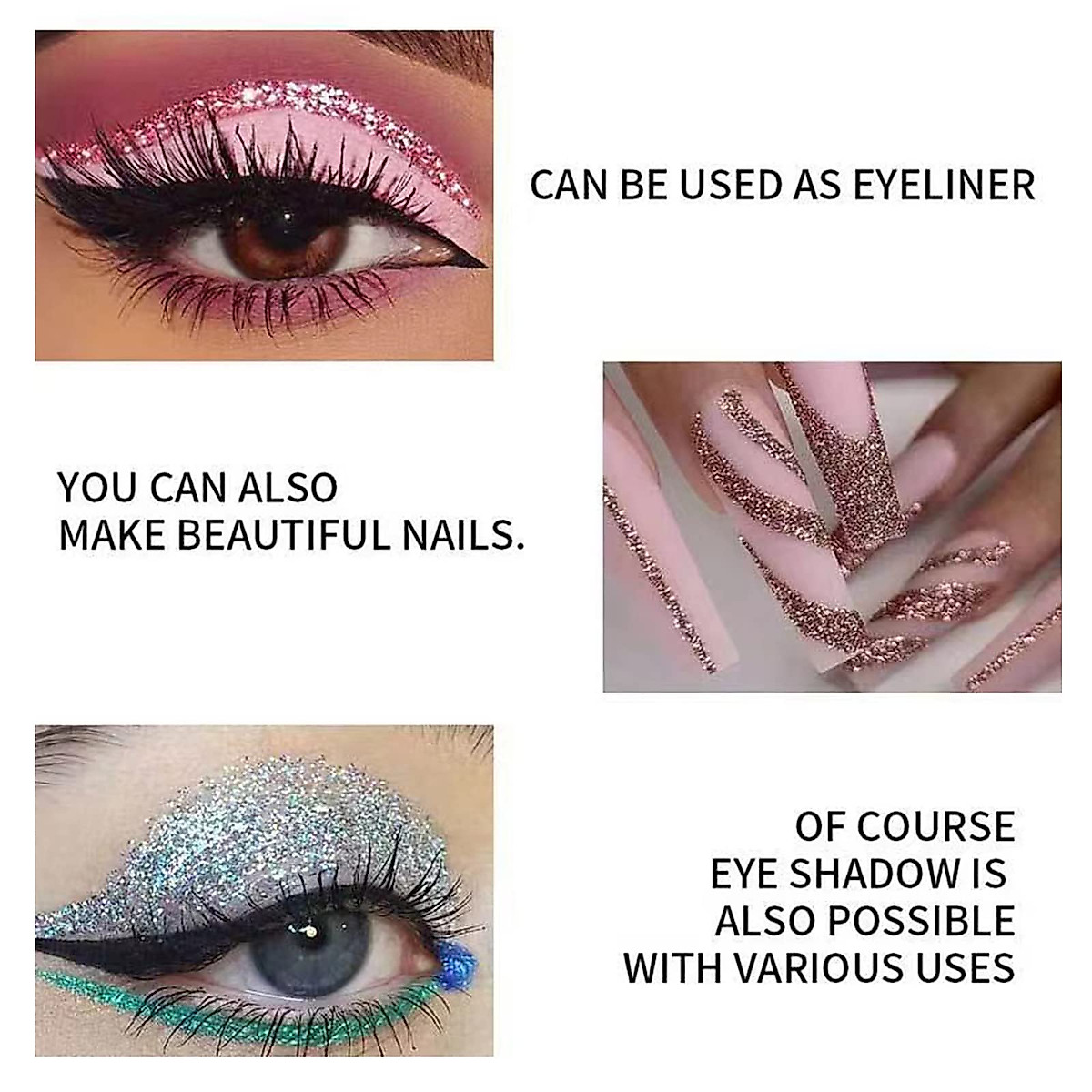 Quxunzzz Liquid Glitter Eyeshadow, Metallic Glitter Shimmer Eye Shadow, Waterproof, Long Lasting, Quick-Drying, Sparkling Eye Shadow, 09