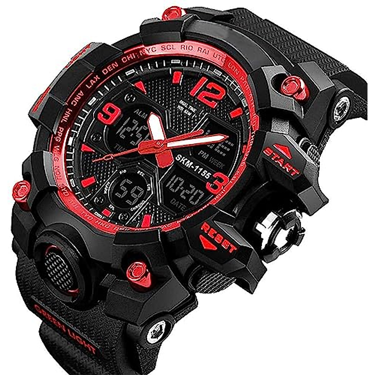 LYMFHCH Men's Analog Sports Watch, LED Military Digital Watch Electronic Stopwatch Large Dual Dial Time Outdoor Army Wrist Watch Tactical