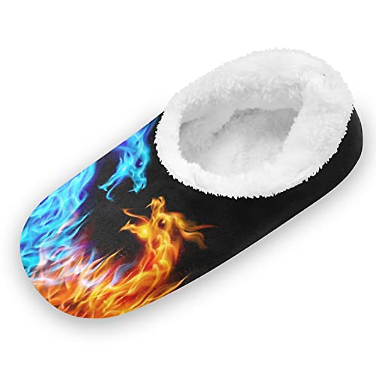 Fire Dragon Blue Red Kids Boys Girls Slippers Soft Memory Foam Indoor Toddler House Slipper Non Slip Spa Travel Household Shoes for Winter Home Bedroom