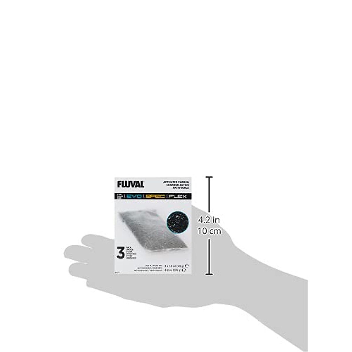 Fluval Spec/Evo/Flex Activated Carbon, Replacement Aquarium Filter Media, 3-Pack, A1377,Black