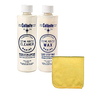 Collinite No. 920 Fiberglass Marine Cleaner & No. 925 Fiberglass Marine Wax Plus Towel Combo