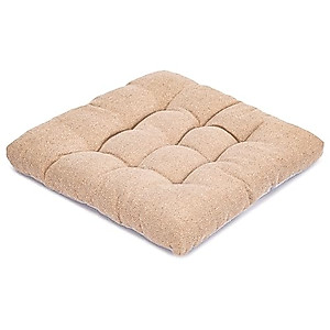 POMIU Outdoor Chair Cushions for Patio and Garden Furniture, Chair Pads Set Premium Comfortable Thick Fiber Fill Tufted Seat Floor Cover (2 Pack, 19" x 19", Khaki)