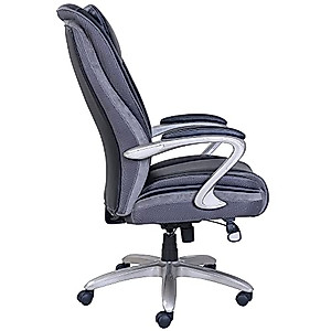 Serta® Smart Layers™ Hensley Big & Tall Ergonomic Bonded Leather High-Back Chair, Black/Silver