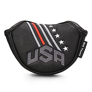 Big Teeth USA Design Golf Putter Covers Half Mallet, Mallet Putter Cover Black and White, Half Mallet Putter Cover Magnetic Closure for Odyssey White Hot #5