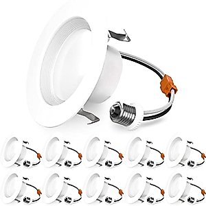 Sunco 10 Pack Retrofit LED Recessed Lighting 4 Inch, 5000K Daylight, Dimmable Can Lights, Baffle Trim, 11W=60W, 660 LM, Damp Rated - ETL