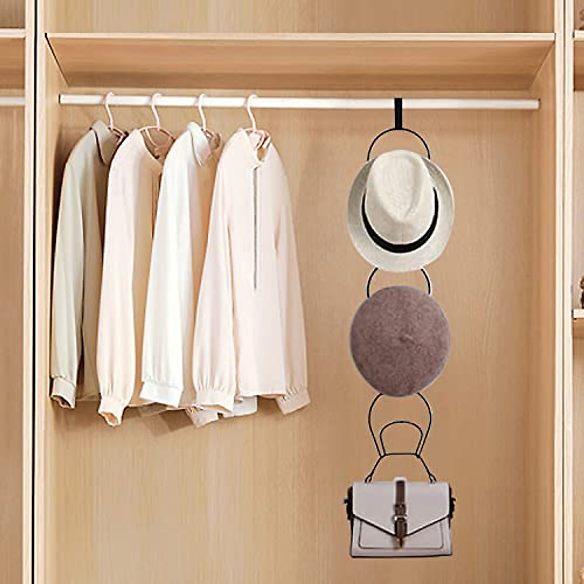 LMIP 15 Pack Hat Holder, Hanging Hat Holder Baseball Hat Holder Wig Organizer, Multifunctional Door/Wall Hat Organizer for Scarves, Handbags, Towels, Clothes, Tie Doors, Wall Hooks, Black (Black)