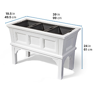 Step2 Atherton Raised Planter Box, Large Planters for Outdoor Plants, Gardening and Flower Pot for Patio or Porch, Easy Drainage, Durable Plastic, White