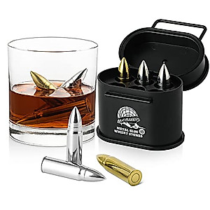 Whiskey Stone Gifts for Men dads, Bullets with Tactical Military Box, Christmas Stocking Stuffers, Unique Anniversary Birthday Gift Ideas for him Boyfriend Husband
