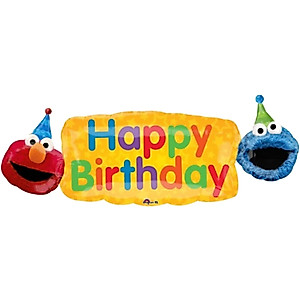 Sesame Street Birthday Party Balloons - Set Of 3 Balloon Decorations Featuring Cookie Monster And Elmo For A Special Kids Bday Centerpiece Decoration Theme