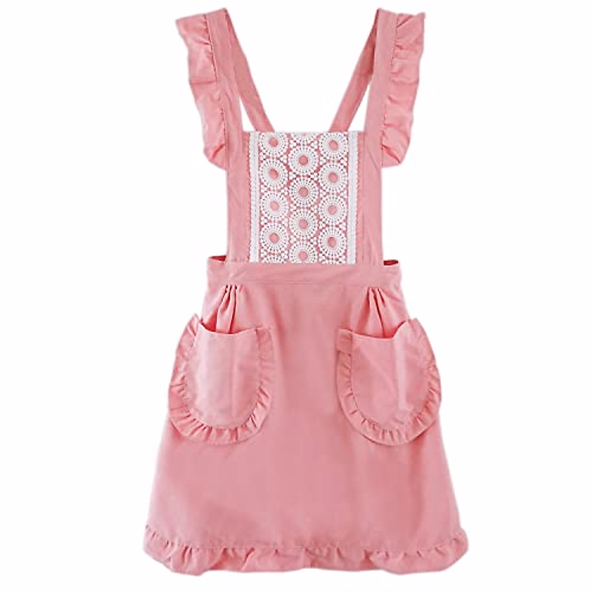 Cute Retro Apron Vintage Ruffle Kitchen Cooking Apron with Pockets for Women Pink