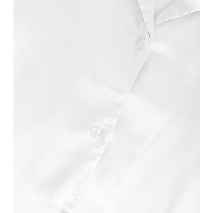 LYANER Women's Sleepwear Satin Silky Short Sleeve Top with Shorts Pajama Set White X-Large