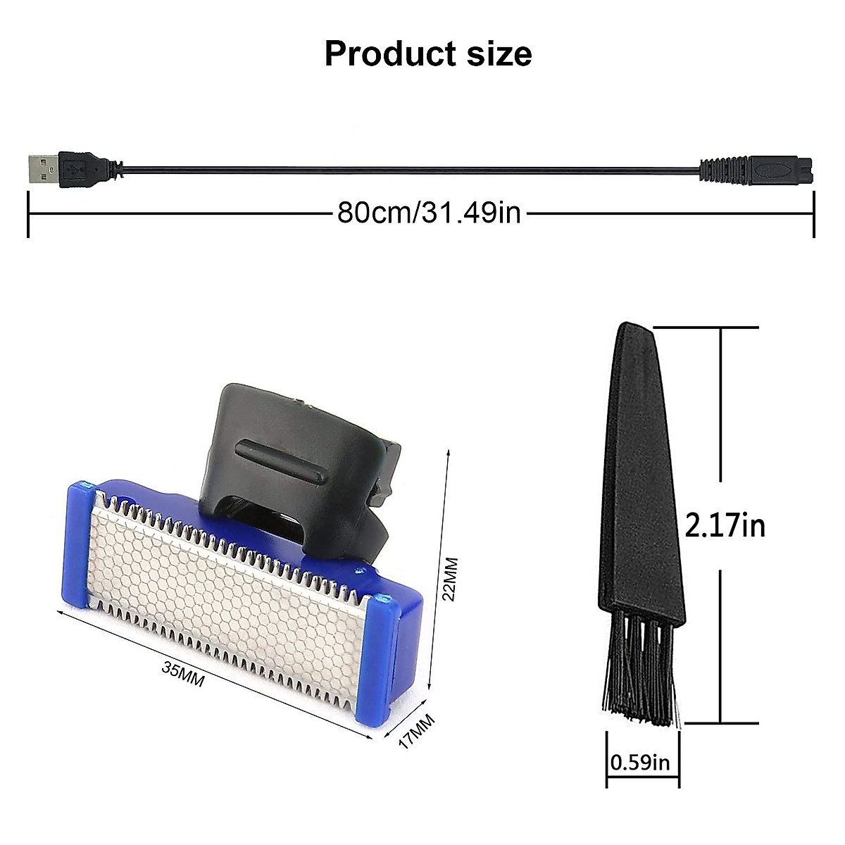 4PCS LinMei Solo Replacement Heads Compatible for 1st Generation Microtouch Solo Mens Shaver with Shaver Charging Cable for Electric Trimmer