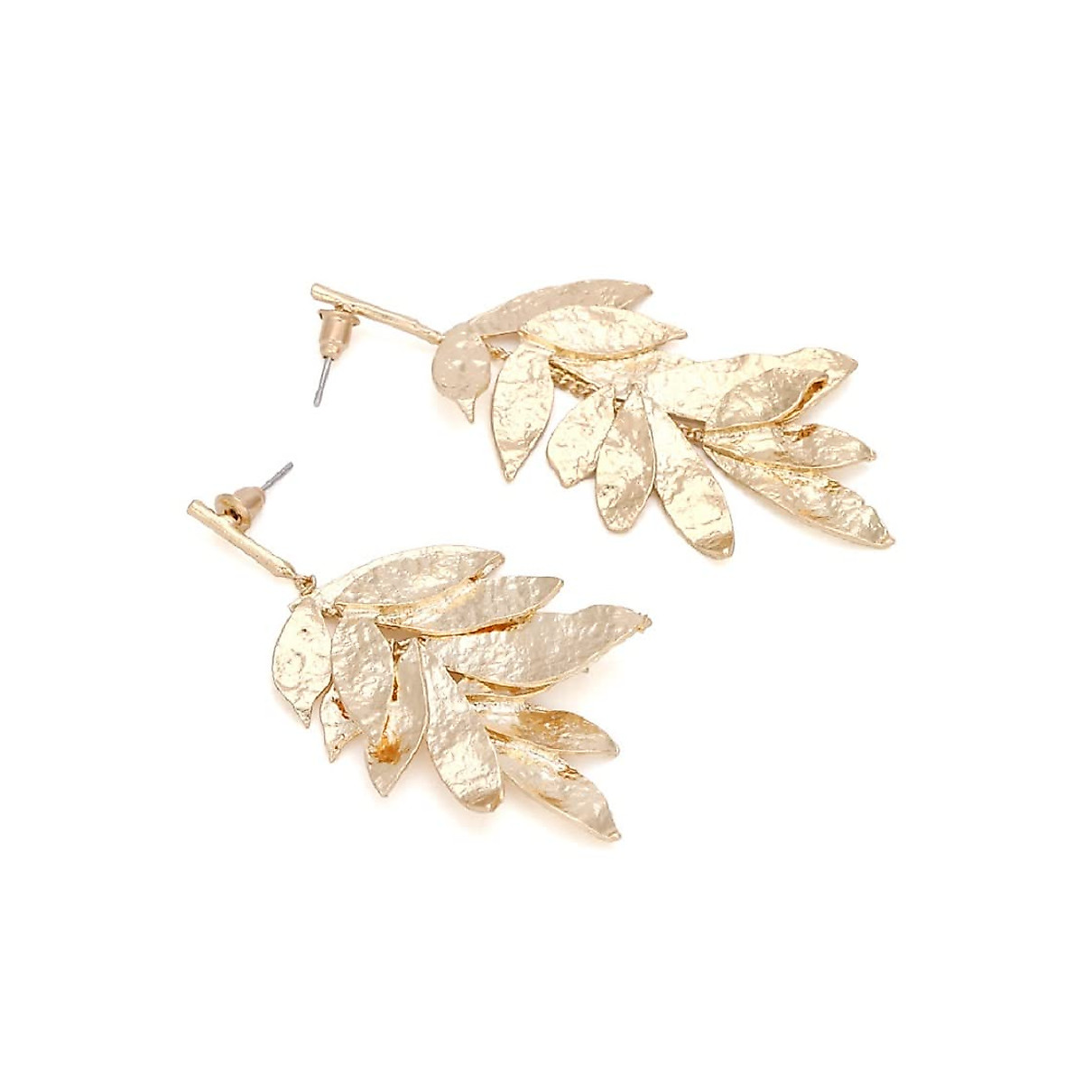Golden Leaf Cluster Earrings for Women, Golden Leaf Chandelier Earrings, Gold Tree Leaf Statement Dangle Earrings Hypoallergenic, Cute Leaf Plant Drop Earrings, Flower Floral Leaf Bohemian Earrings