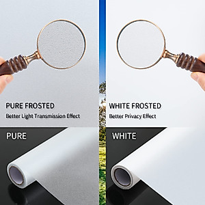 Frosted Glass Window Film with Tools,Reusable Window Privacy Film,Static Clings Window Film Kit for Home Bathroom and Office. (Pure, 17.5Inch×78.7Inch)