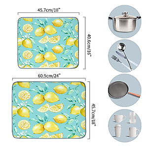 Microfiber Lemon Dish Drying Mat 24x18 inch Super Absorbent Dish Draining Mat for Kitchen Counter Kitchen Gadgets for Easy Clean Multi-use