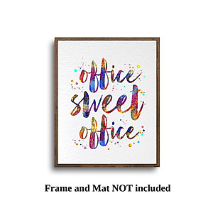 Dignovel Studios Unframed 8X10 Watercolor Office Sign Print Quotes Office Sweet office Funny Watercolor Art Print dnc37