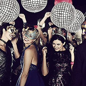 12 Pack Disco Balloons,22 Inch Large Disco Balloons 4D Silver Laser Balloons Metallic Mirror Mylar Balloons for 70s Disco Party Decorations Birthday Party