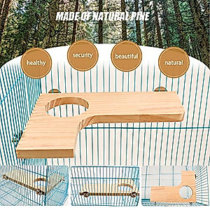 Squirrel Gerbil Chinchilla and Dwarf Hamster L-shaped Round Hole Wooden Platform, 3 Pieces of Natural Hamster Standing Platform Chinchilla Cage Accessories, Birds Parrots Activity Playground (style-1)