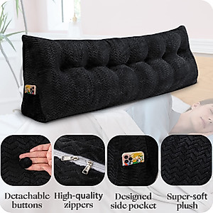 ZOEMO Large Bolster Triangular Headboard Wedge Backrest Positioning Support Bed Rest Reading Pillows Headboard Wedge Pillows for Day Bed Bunk Bed with Removable Cover, California King(71x8x20 Inches)