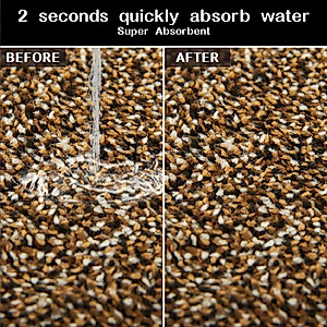 Matace Microfiber Super Absorbent Home Entrance Door Mat, Indoor and Outdoor Floor Mat with Non Slip Backing, Dirt and Mud Trapper Front Door Rug for Entryway (24"x36", Brown)