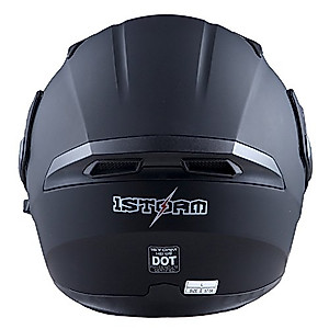 1Storm Motorcycle Modular Full Face Flip up Dual Visor Helmet + Spoiler Bundle with Freedconn Motorcycle Bluetooth Headset: HB89 Matt Black