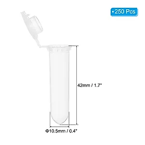 PATIKIL 2.0ML Plastic Centrifuge Tubes, 250 Pcs Microcentrifuge Tubes with Snap Cap and Graduated Marks for Sample Storage, Clear